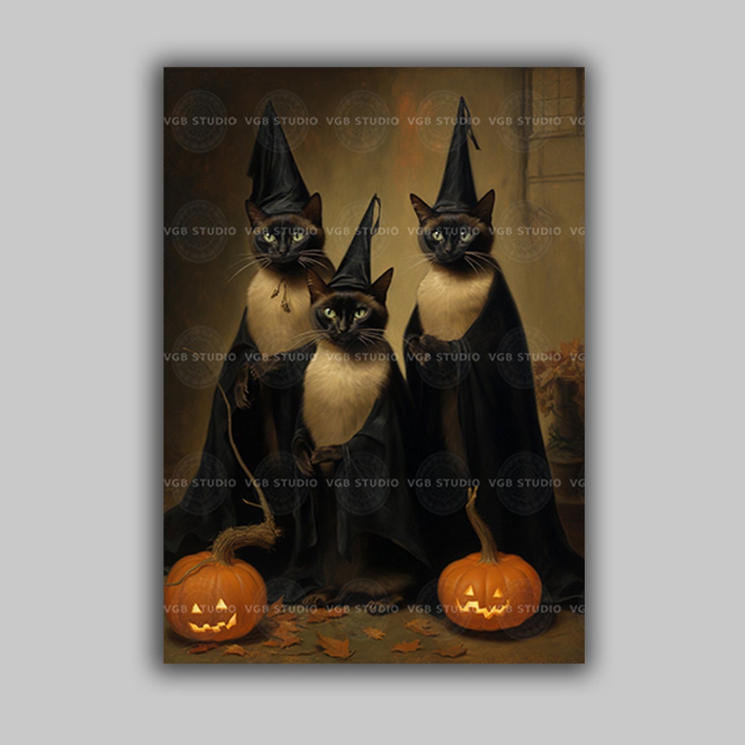 Siamese Cat Witch Coven Gothic Baroque Poster, Art Poster Print, Dark ...