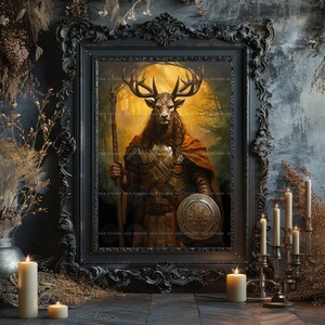 Deer Stag Celtic Warrior Giclee Artwork Classical Baroque Portraiture ...