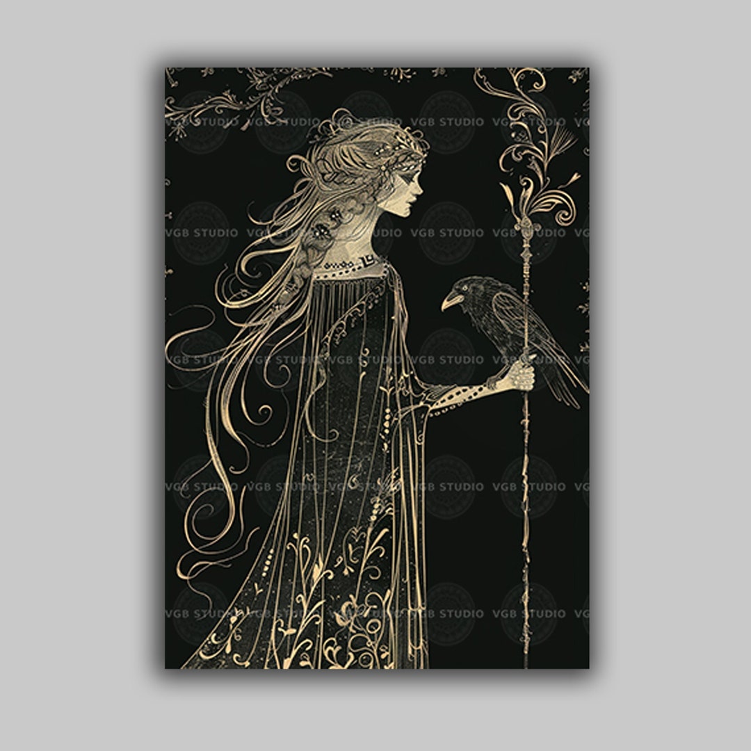 The Morrigan Art Nouveau Goddess Celtic Esoteric Altar Art, Pagan ...