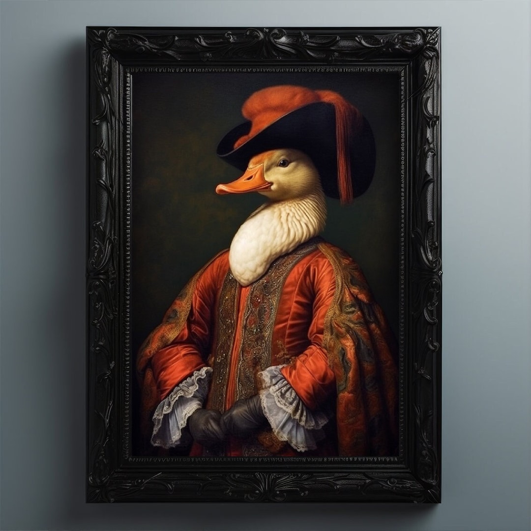 Gothic Renaissance Duck, Victorian Bird Portrait, Avian Artwork, Fine ...