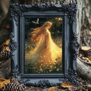 Blodeuwedd Celtic Welsh Goddess Art Print in Floral Meadow With ...