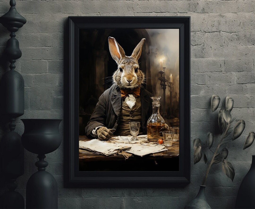 Victorian Rabbit Print Funny Bunny Cool Art, Fine Art Giclee, Vintage ...