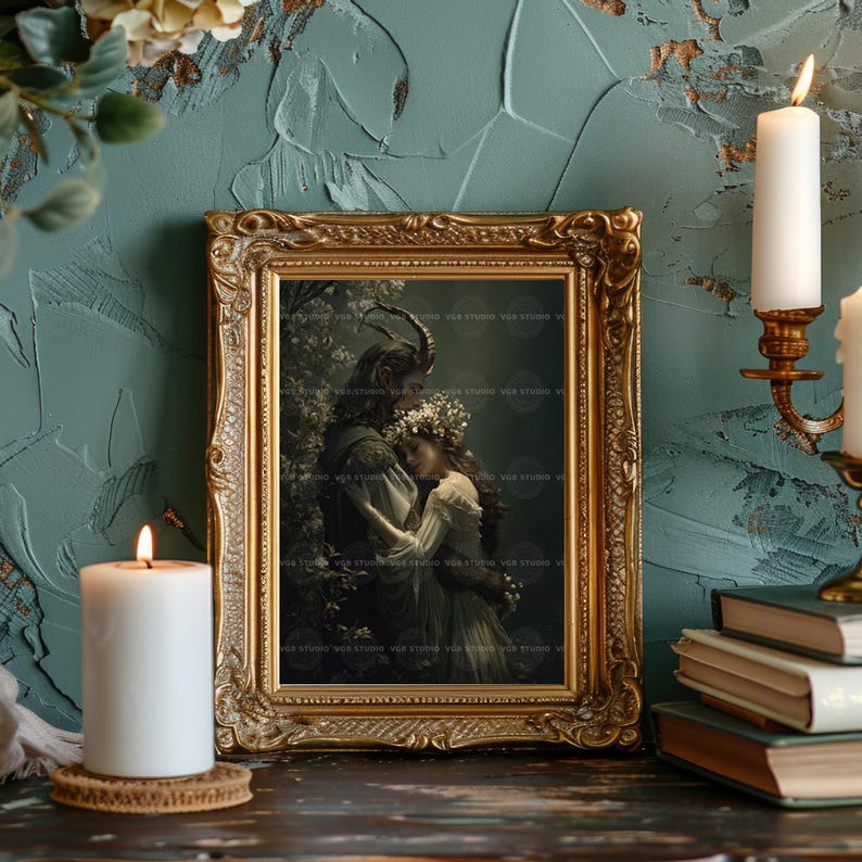 Beltane Art Print May Queen and Horned God Lovers Pagan Romance Wall ...