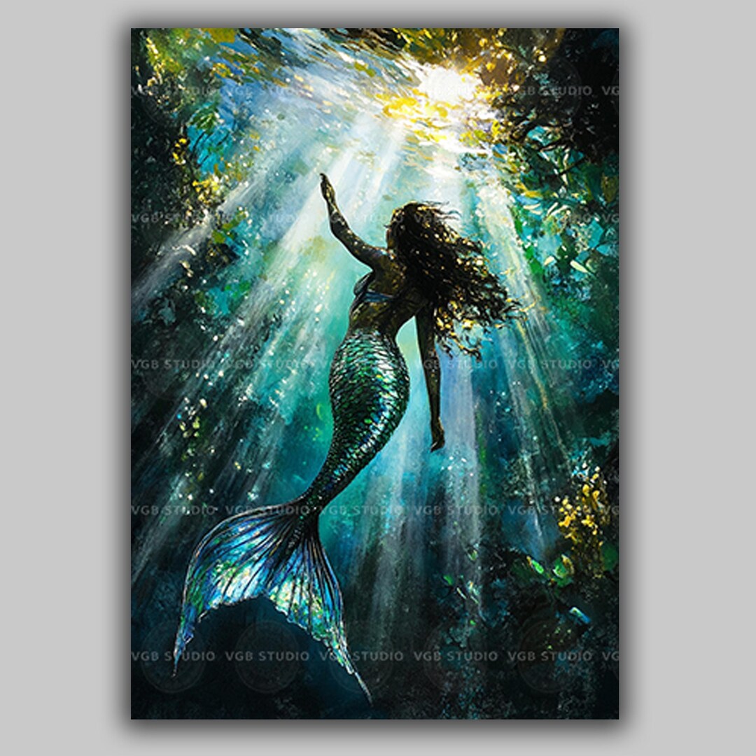 Emerald Mermaid Gothic Ethereal Underwater Decor, Ocean Fantasy ...