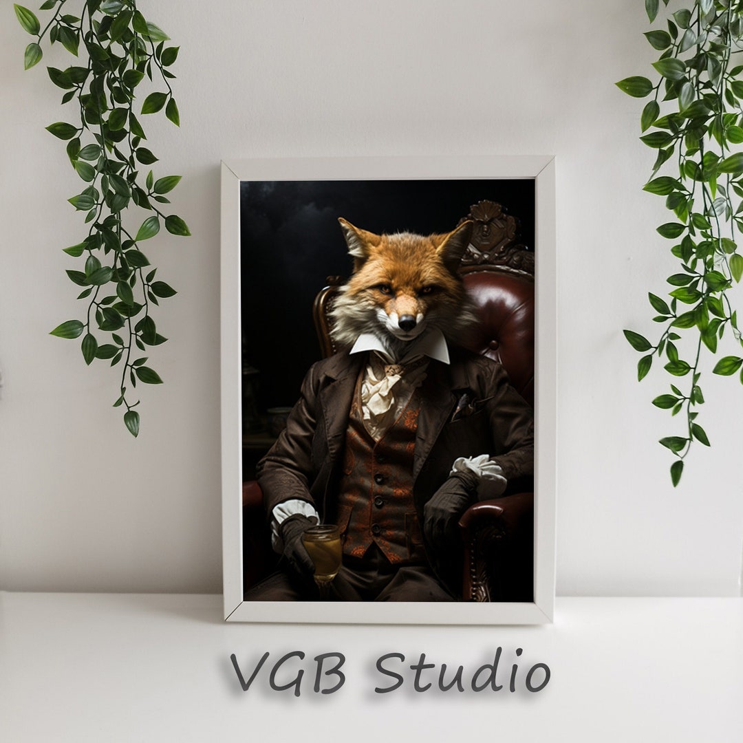 Victorian Fox Gothic Gentleman Fine Art Giclee, Vintage Painting Wall ...