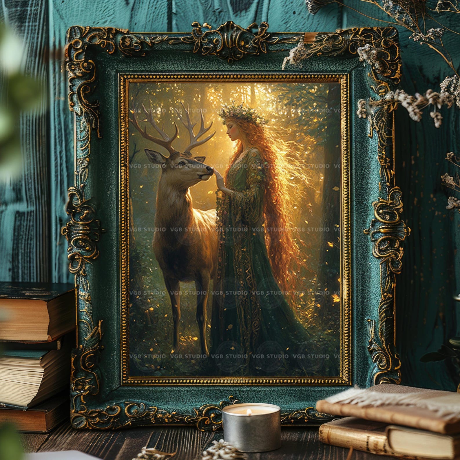 Flidais Celtic Goddess of Wildlife Art Print – Irish Mythology Forest ...
