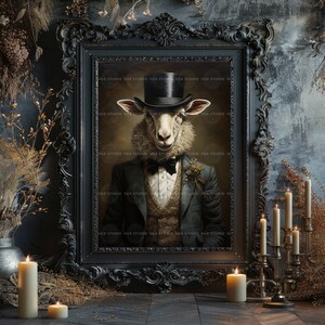 Sheep Gothic Victorian Royalty Dapper Portrait Print, Goth Sheep ...