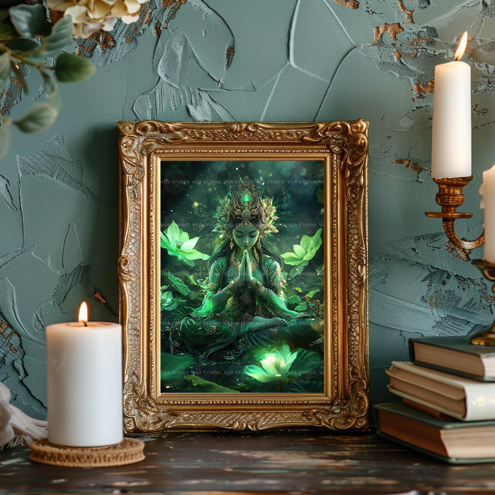Green Tara Art Print, Goddess of Compassion and Swift Protection ...