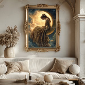 Selene Art Nouveau Moon Greek Goddess, Luna Baroque Painting, Celestial ...