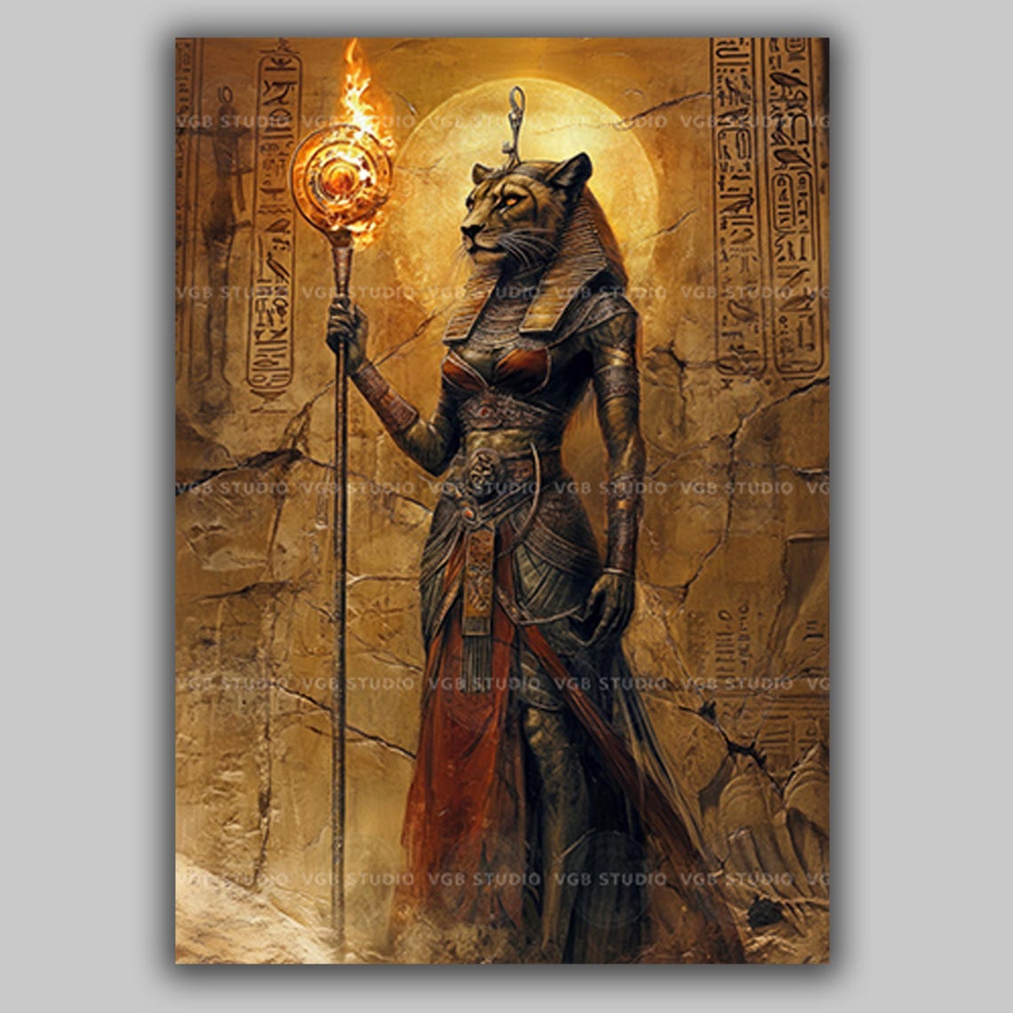 Sekhmet Warrior Art Print, Lioness Goddess of Fire and Healing,egyptian ...