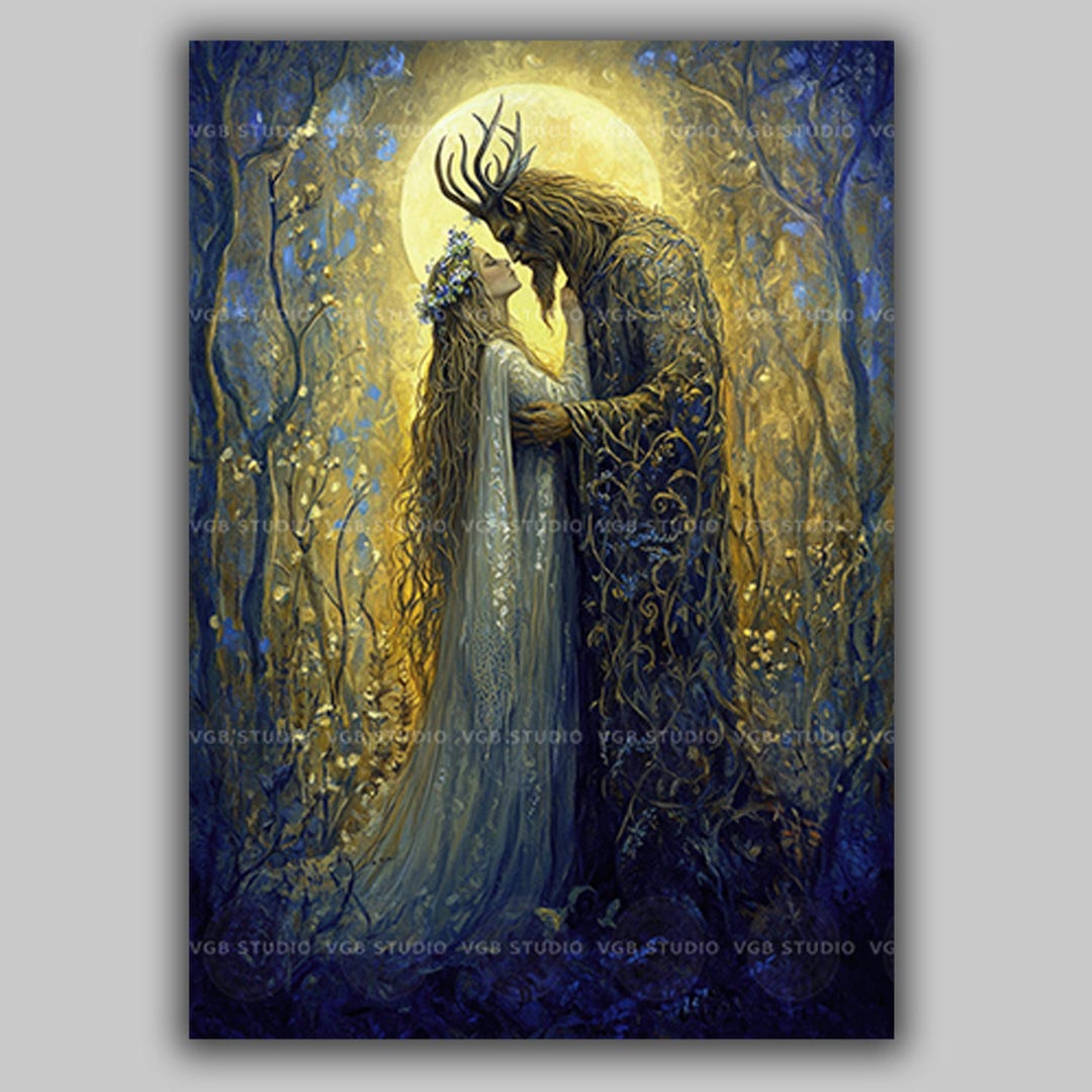 May Queen and Green Man Beltane Art Print Enchanted Pagan Festival ...
