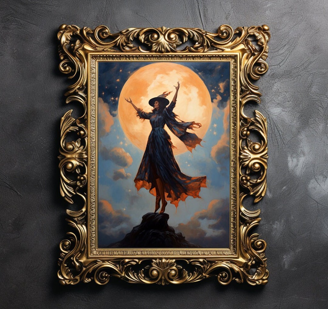 Witch Full Moon Witchcraft Print, Mysterious Witchcraft Fine Art Giclee ...