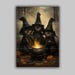 Witch Cats Art Print Black Cat Halloween Decor Pumpkin Cauldron Wall ...