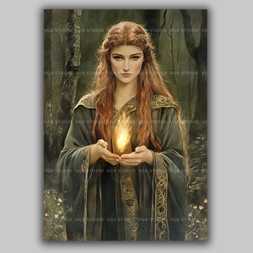 Brigid Art Print Celtic Goddess of Fire Irish Pagan Decor Imbolc Altar ...
