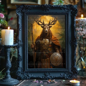 Deer Stag Celtic Warrior Giclee Artwork Classical Baroque Portraiture ...