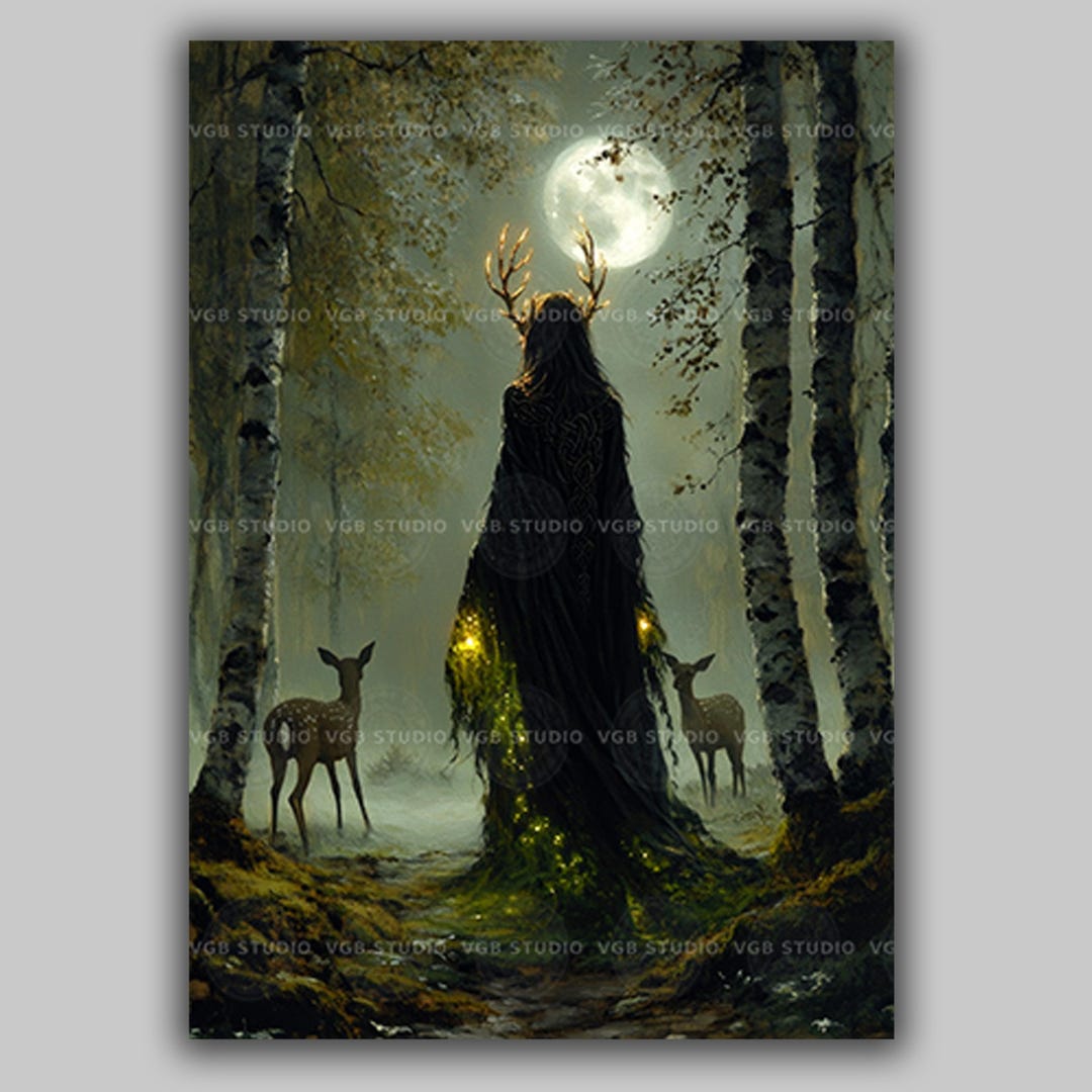 Elen of the Ways Celtic Goddess Art Print Forest Deer Antlers Pagan ...