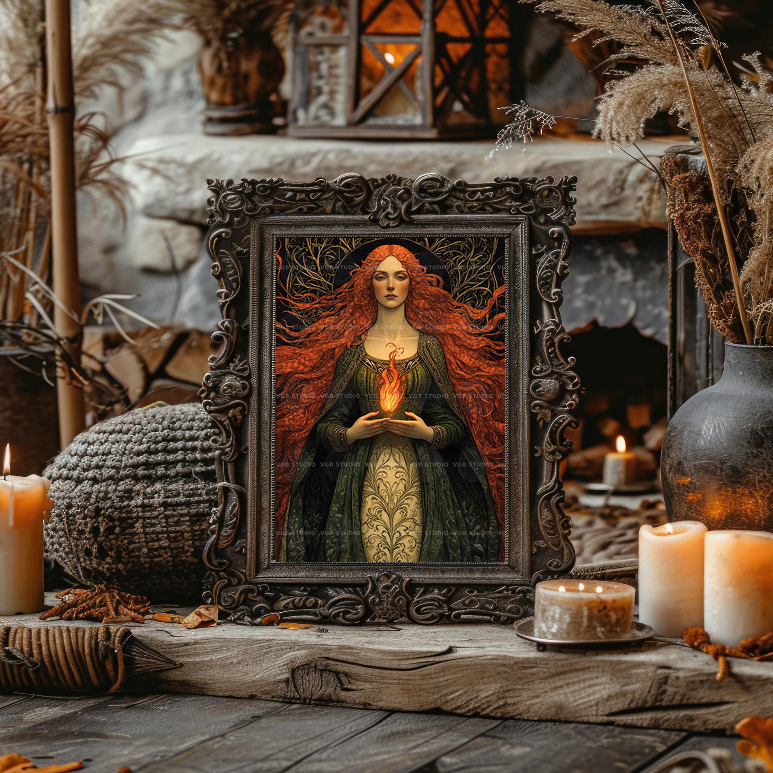 Brigid Goddess Art Print Irish Pagan Fire Deity Red Hair Celtic ...
