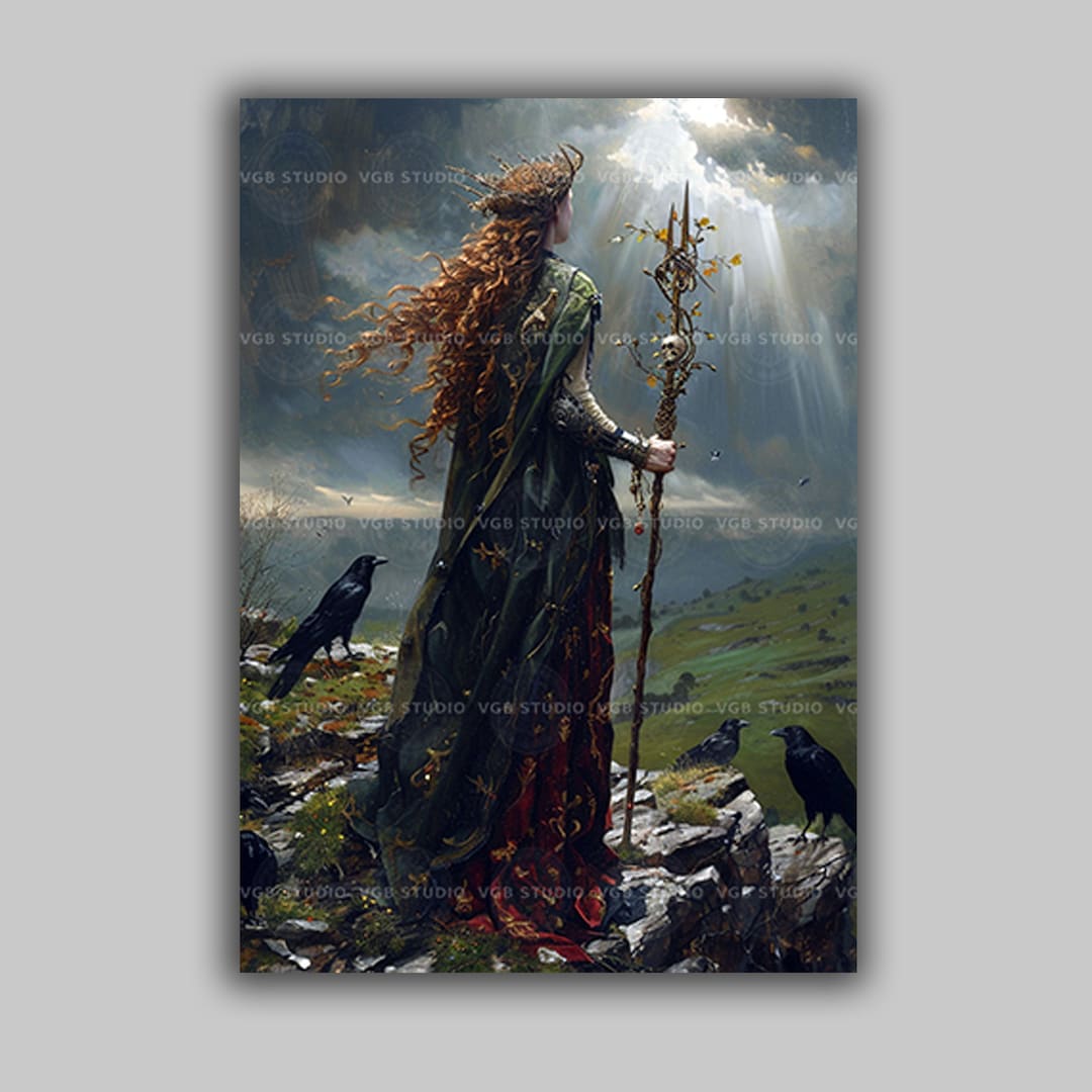 Morrigan Art Print Celtic Goddess Wall Decor Raven Queen Dark Priestess ...