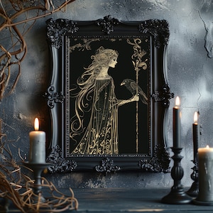 The Morrigan Art Nouveau Goddess Celtic Esoteric Altar Art, Pagan ...