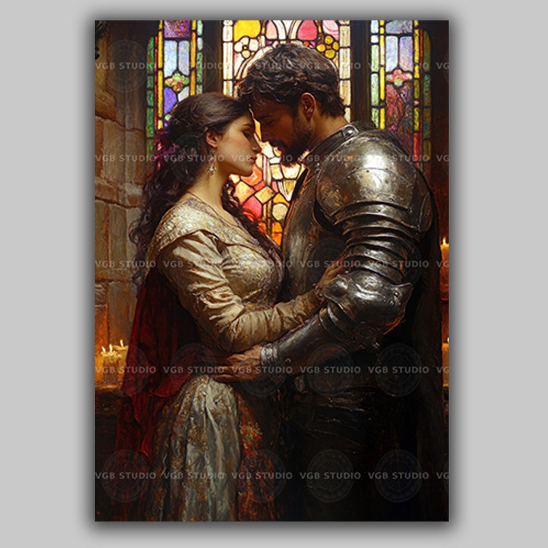 Guinevere and Lancelot Art Print Knight and Lady Wall Art Arthurian ...