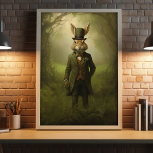 Gothic Victorian Irish Rabbit Print, Victorian Bunny Portrait Painting ...