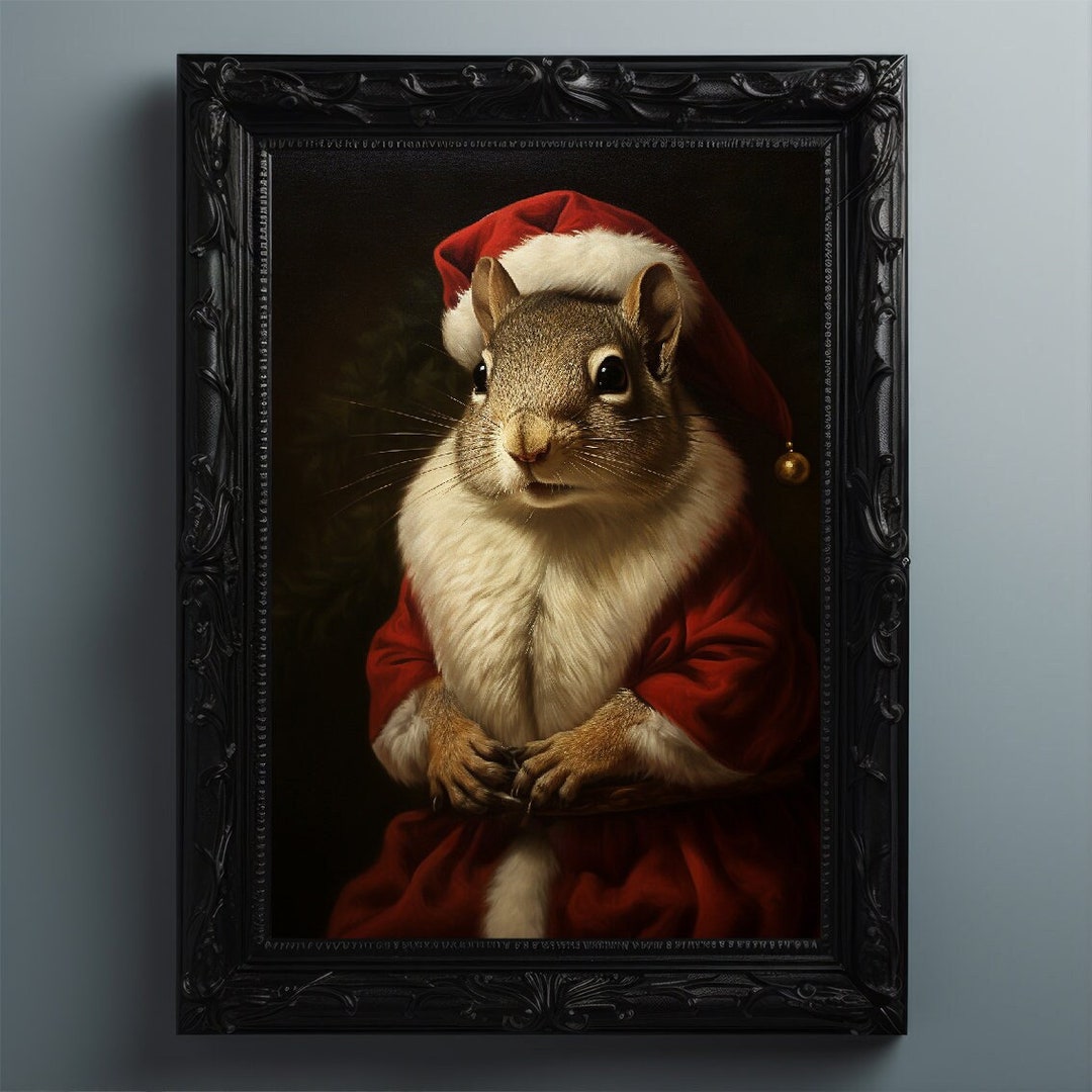 Christmas Squirrel Victorian Chipmunk Santa Claus Poster Fine Art Print ...