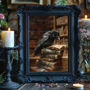 Raven Reading Book Art Print Gothic Wall Art Crow Print Dark Academia ...