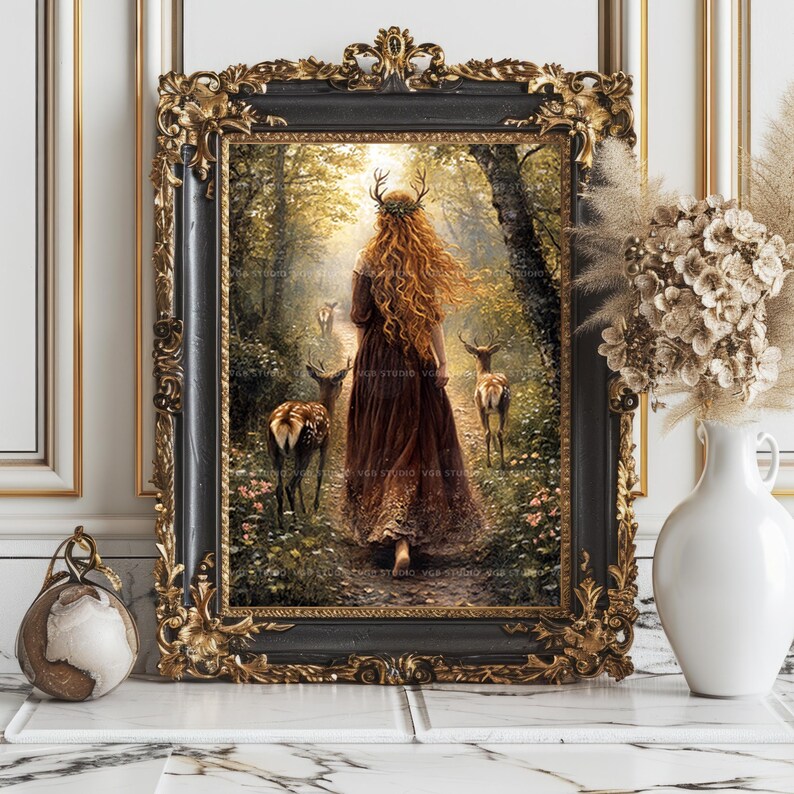 Elen of the Ways Celtic Goddess Art Print, Guardian of Pathways Deer ...