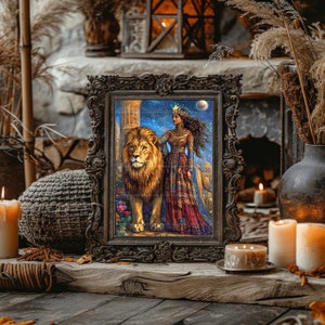 Ishtar Goddess With Lion Art Print, Mesopotamian Queen of Heaven ...