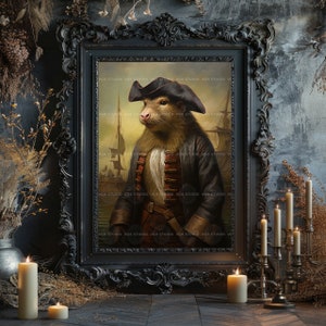 Capybara Pirate Captain Print, Victorian Dressed Animal Wall Art Poster ...