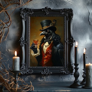 Crow Top Hat Raven Victorian Gentleman Having a Dring, Fancy Black Bird ...