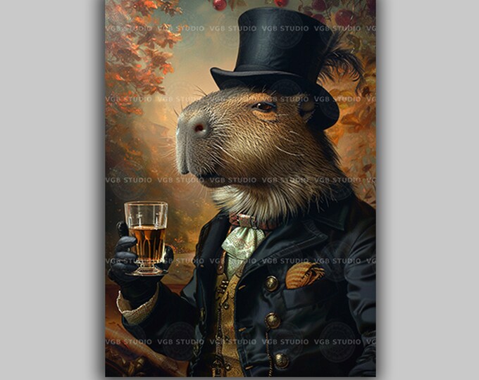 Capybara Sailor Vintage Poster, Art Poster Print, Home Decor, Victorian ...
