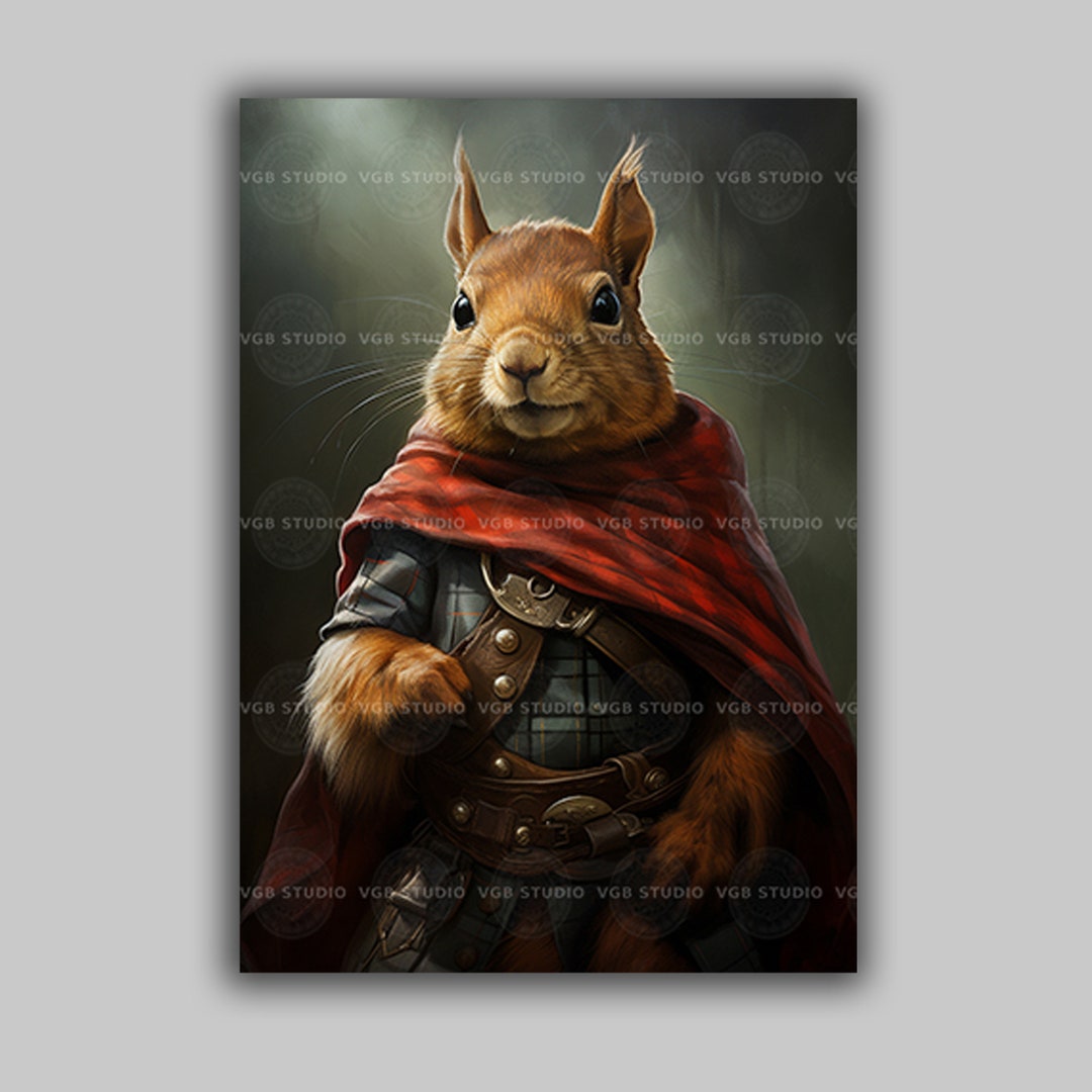 Highlander Scottish Squirrel Fine Art Giclee Baroque Painting Wall Art ...