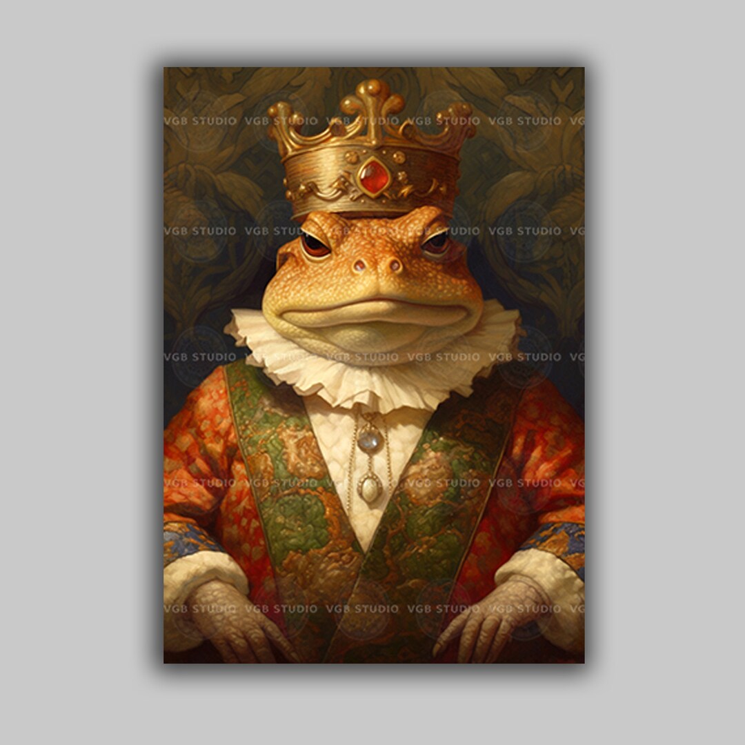 Royal Toad King Whimsical Animal Portrait,ornate Frog Baroque Decor ...