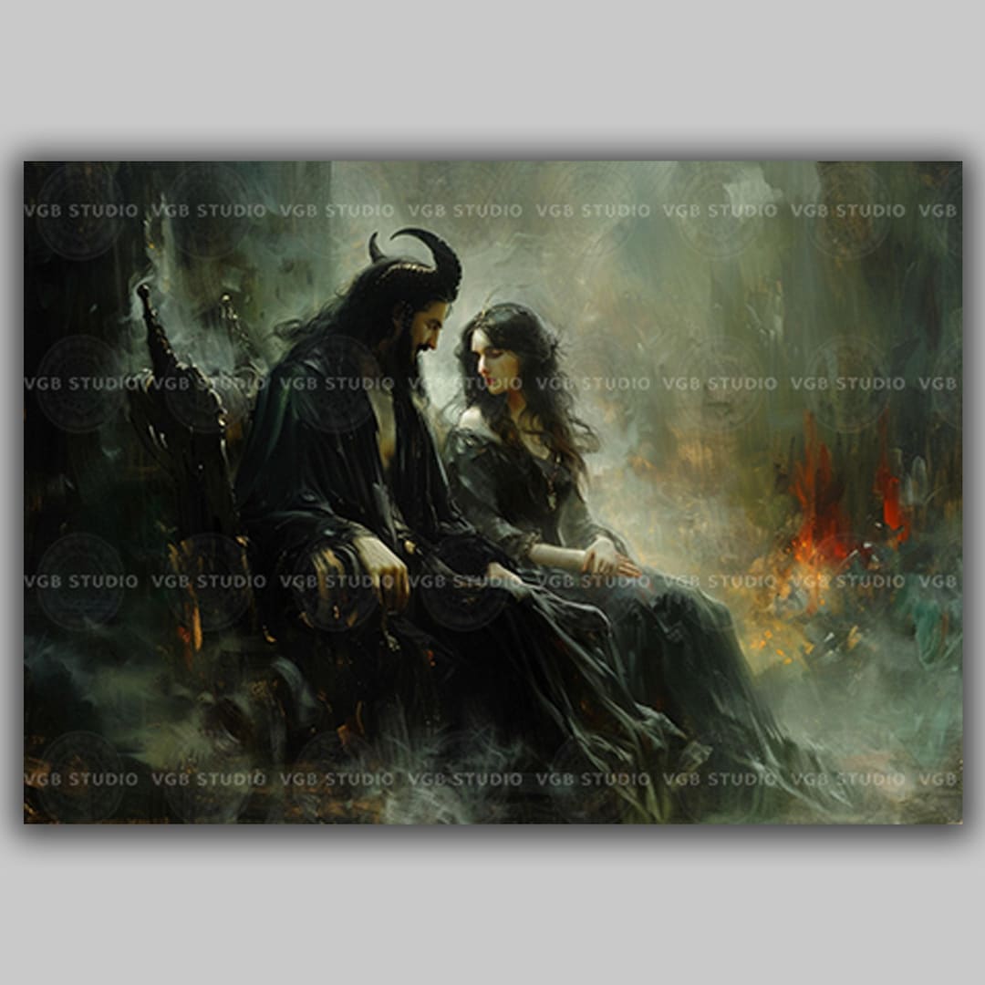 Persephone and Hades Art Print Greek Mythology Lovers Underworld Deity ...