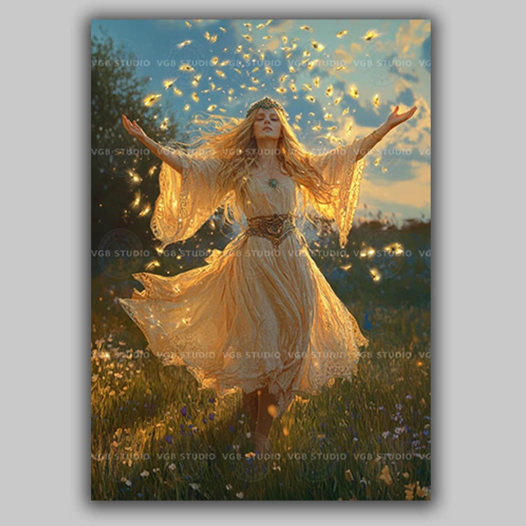 Aine Celtic Goddess of Sovereignty and Summer, Golden Fairy Queen Wall ...