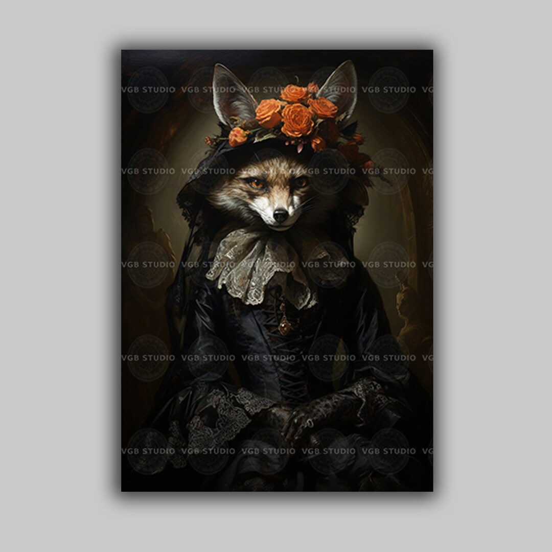 Victorian Fox Art Print, Elegant Gothic Animal Portrait, Aristocratic ...