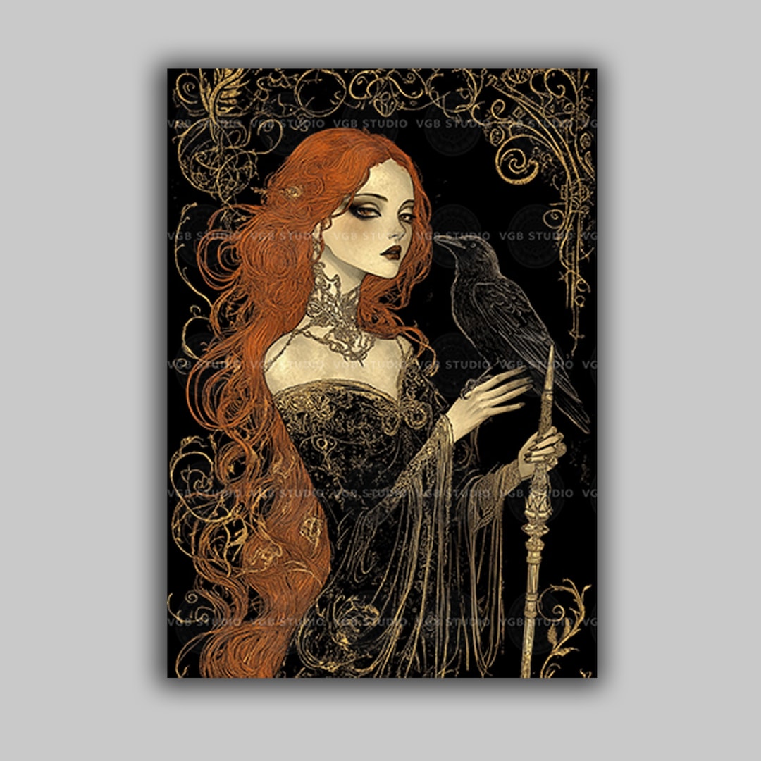 The Morrigan Art Print Celtic Goddess Raven Irish Mythology Wall Decor ...