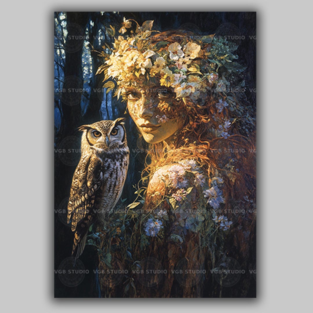 Blodeuwedd Celtic Goddess of Transformation and Flowers, Mythical Welsh ...