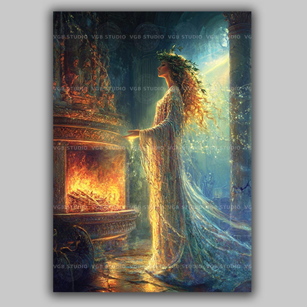Hestia Goddess Art Print Greek Hearth Flame Decor Mythology Priestess ...