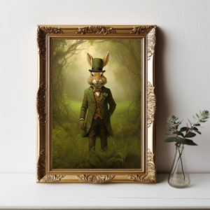 Gothic Victorian Irish Rabbit Print, Victorian Bunny Portrait Painting ...