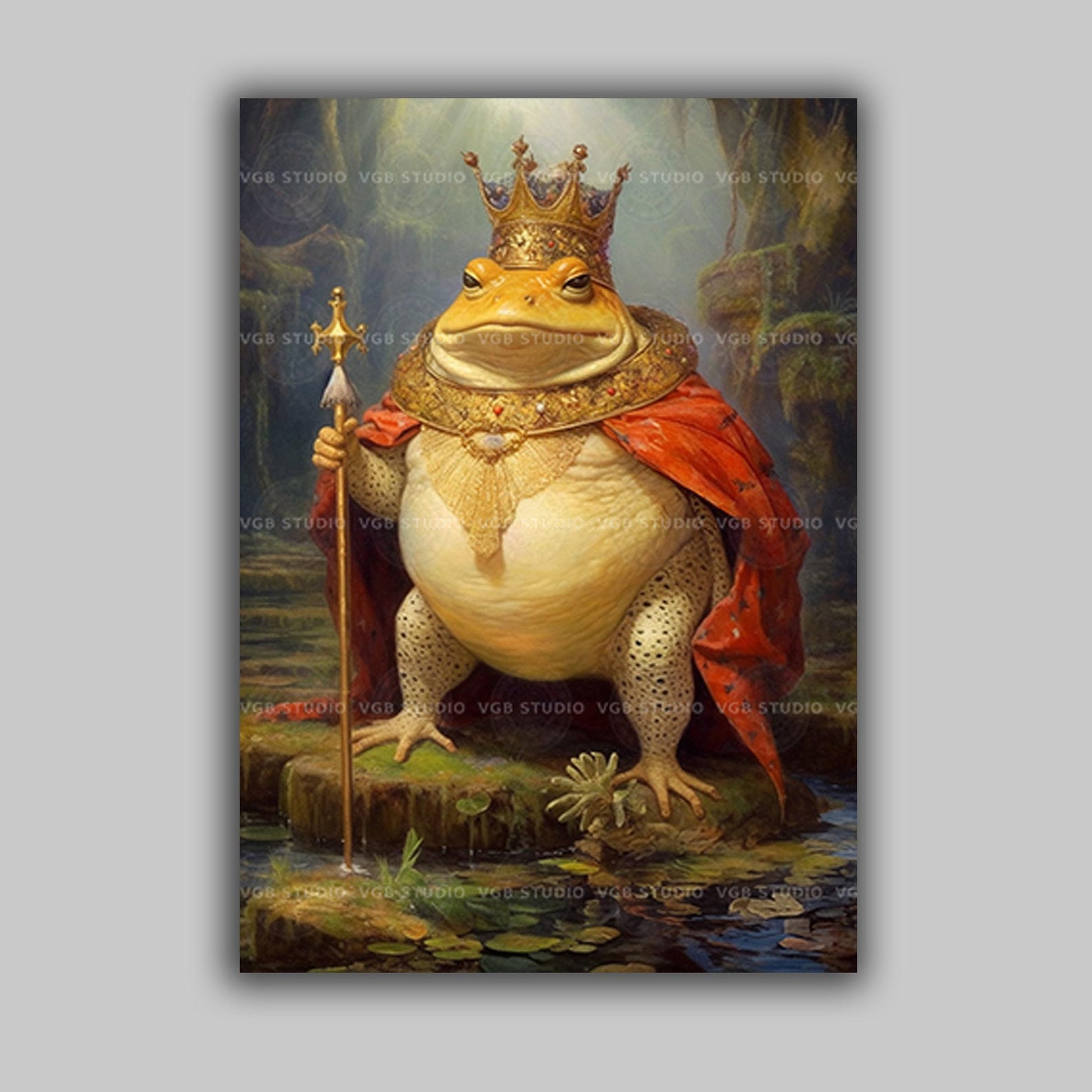 Toad King Art Print Whimsical Frog Royalty Wall Decor Funny Animal ...