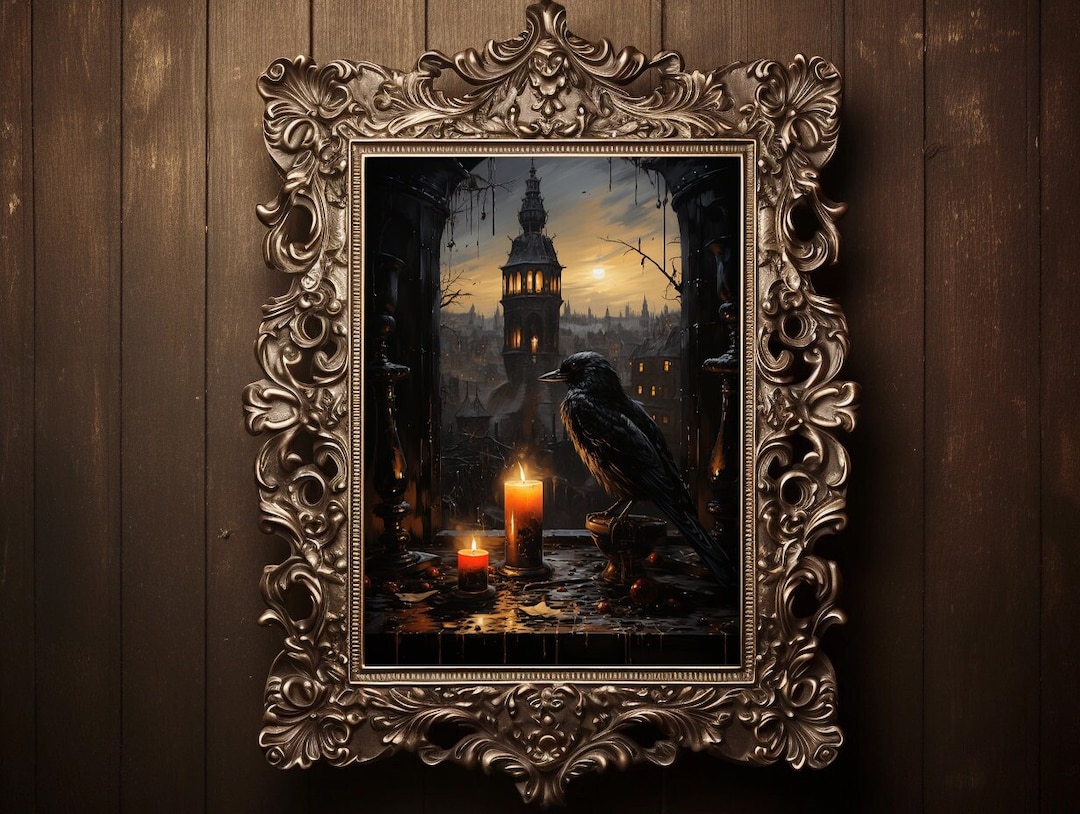 Victorian Raven Crow Gothic City Landscape, Crow Print, Dark Academy ...