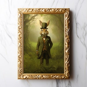 Gothic Victorian Irish Rabbit Print, Victorian Bunny Portrait Painting ...