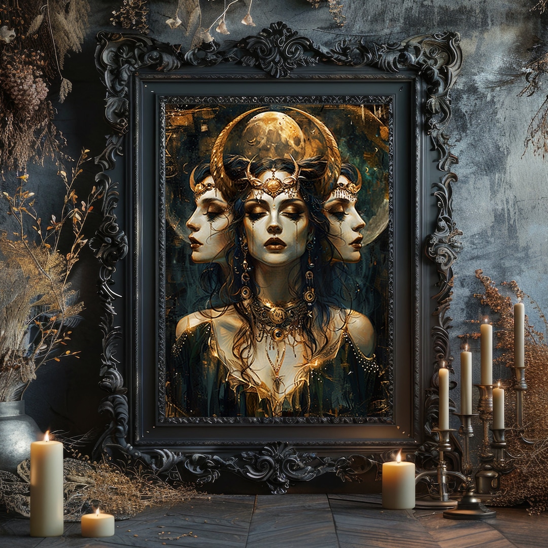 Hekate Triple Moon Goddess Print, Fine Art Witchcraft, Wicca Pagan Luna ...