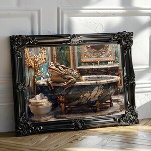 Frog Bath Victorian Bathtub, Toad Bathroom Whimsical Fine Art Print ...