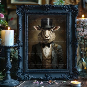 Sheep Gothic Victorian Royalty Dapper Portrait Print, Goth Sheep ...