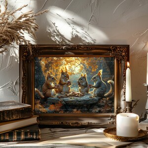 Squirrel Poker Art Print Funny Animal Playing Cards Autumn Woodland ...