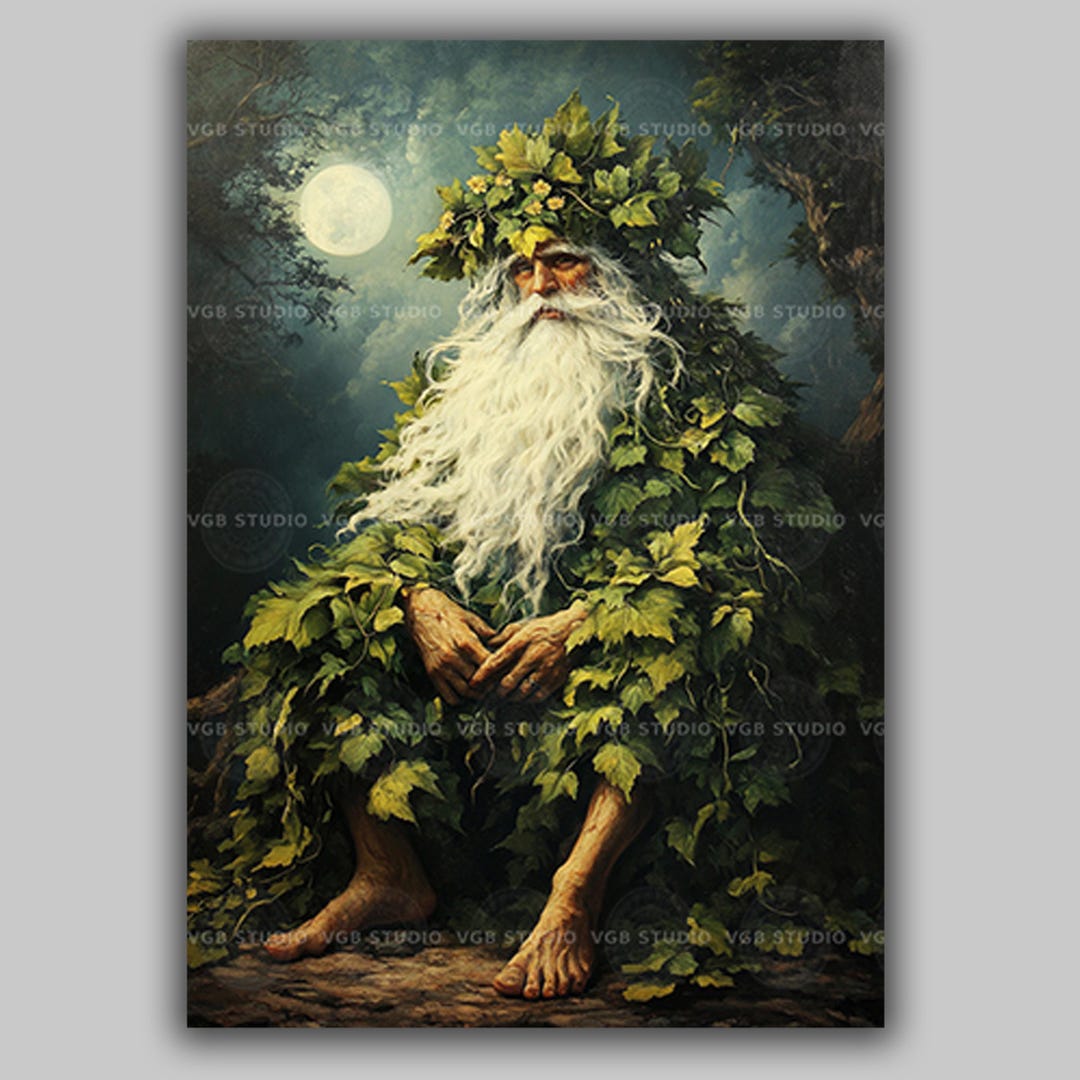 Celtic Druid Green Man Mystical Forest Elder Print, Ancient Wisdom ...