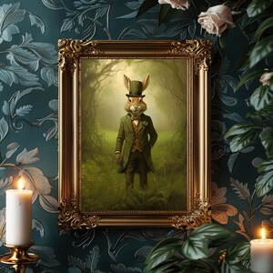 Gothic Victorian Irish Rabbit Print, Victorian Bunny Portrait Painting ...